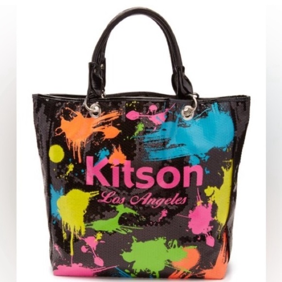 kitson | Bags | Kitson Los Angeles Sequin Paint Splash Tote Bag Large ...